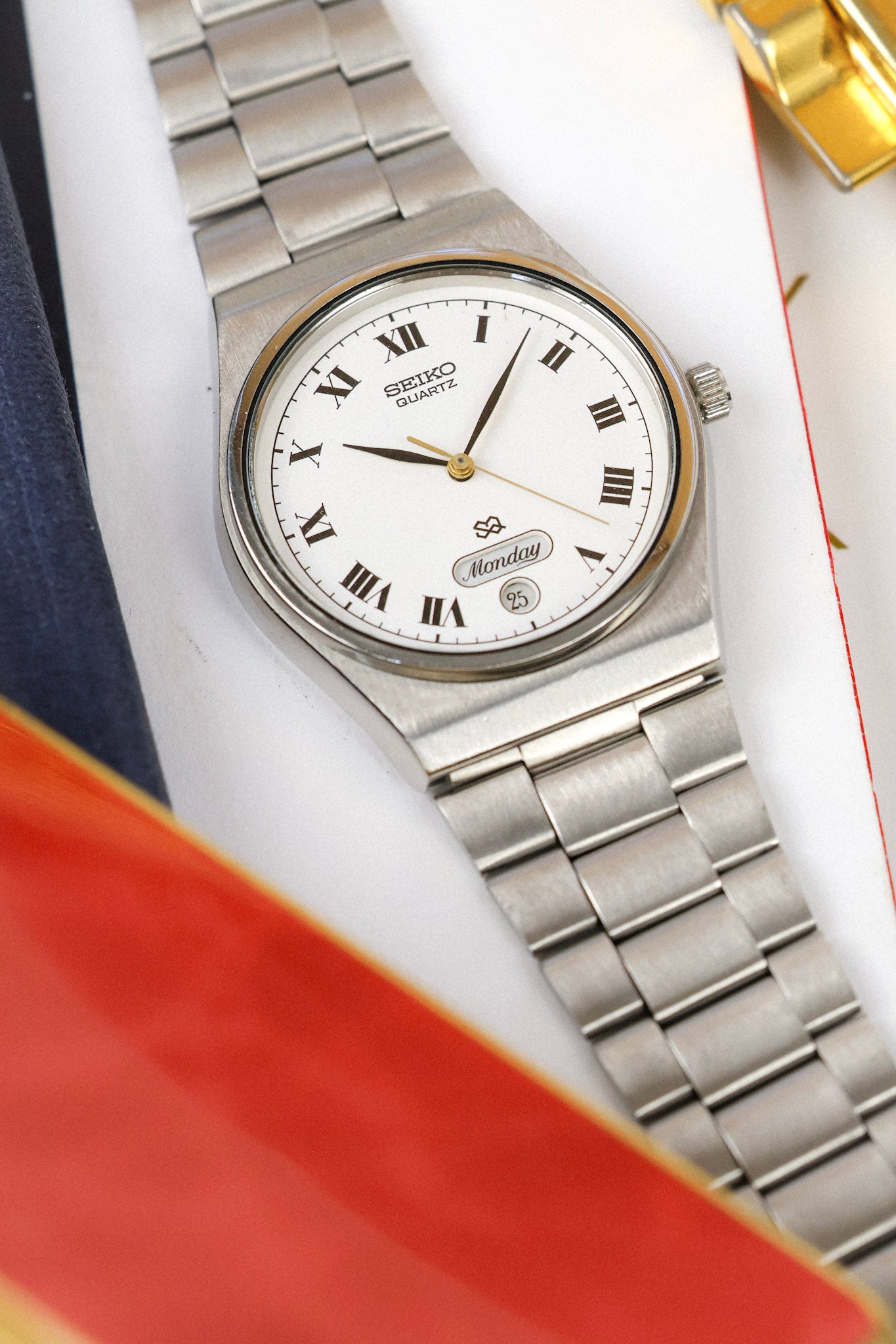 1990 Seiko SQ Steel Roman Script Day-Date – Oldtimer Watch Shop