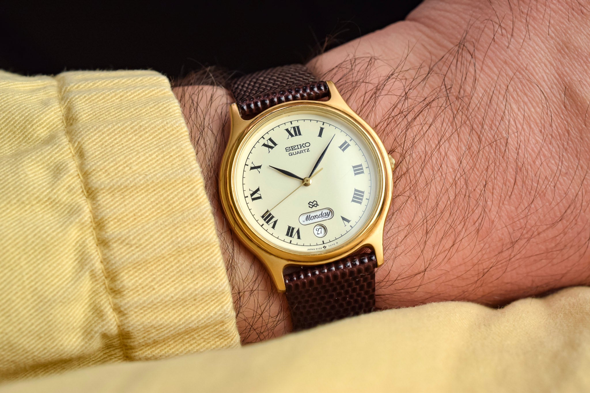 1990 Seiko SQ Roman Day-Date – Oldtimer Watch Shop